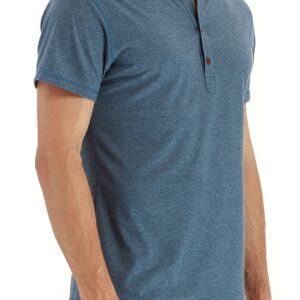 NITAGUT Mens Fashion Casual Front Placket Basic Short Sleeve Henley T-Shirts (XL, 02 Vg-Blue)