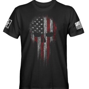 Fantastic Tees USA American Skull Patriotic Shirts for Men T-Shirt (Black, L)