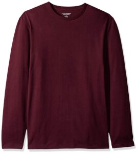 amazon essentials men's regular-fit long-sleeve t-shirt, burgundy, large