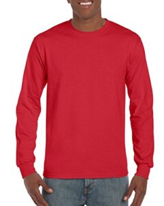 gildan men's ultra cotton long sleeve t-shirt, style g2400, red, x-large