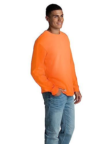 Fruit of the Loom Men's Eversoft Cotton T Shirts, Breathable & Moisture Wicking with Odor Control, Sizes S-4X, Long Sleeve-Safety Orange