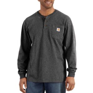 carhartt men's loose fit heavyweight long-sleeve pocket henley t-shirt, carbon heather, xx-large