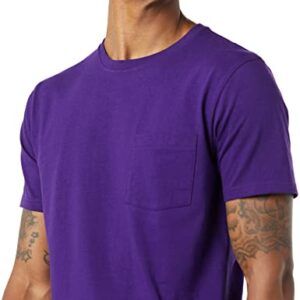 Amazon Essentials Men's Slim-Fit Short-Sleeve Crewneck Pocket T-Shirt, Pack of 2, Black/Dark Purple, Large