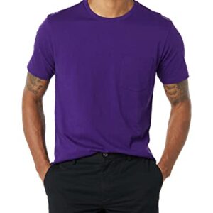 Amazon Essentials Men's Slim-Fit Short-Sleeve Crewneck Pocket T-Shirt, Pack of 2, Black/Dark Purple, Large