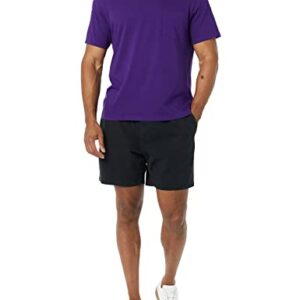 Amazon Essentials Men's Slim-Fit Short-Sleeve Crewneck Pocket T-Shirt, Pack of 2, Black/Dark Purple, Large