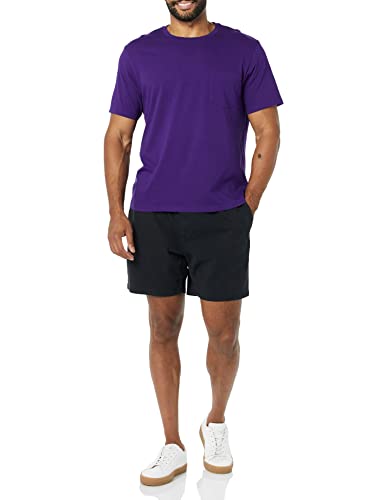 Amazon Essentials Men's Slim-Fit Short-Sleeve Crewneck Pocket T-Shirt, Pack of 2, Black/Dark Purple, Large