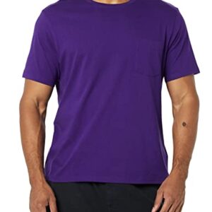 Amazon Essentials Men's Slim-Fit Short-Sleeve Crewneck Pocket T-Shirt, Pack of 2, Black/Dark Purple, Large