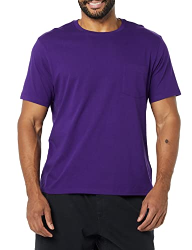 Amazon Essentials Men's Slim-Fit Short-Sleeve Crewneck Pocket T-Shirt, Pack of 2, Black/Dark Purple, Large