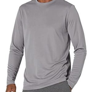 Amazon Essentials Men's Performance Tech Long-Sleeve T-Shirt, Medium Grey, Medium