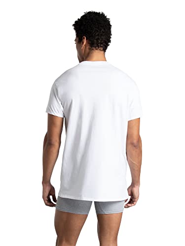 Fruit of the Loom Men's Eversoft Stay Tucked Crew T-Shirt, Regular-6 Pack White-Cotton Mesh Coolzone Underarm, l