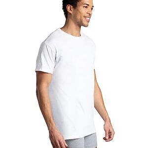 Fruit of the Loom Men's Eversoft Stay Tucked Crew T-Shirt, Regular-6 Pack White-Cotton Mesh Coolzone Underarm, l