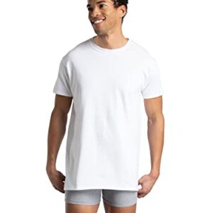 Fruit of the Loom Men's Eversoft Stay Tucked Crew T-Shirt, Regular-6 Pack White-Cotton Mesh Coolzone Underarm, l