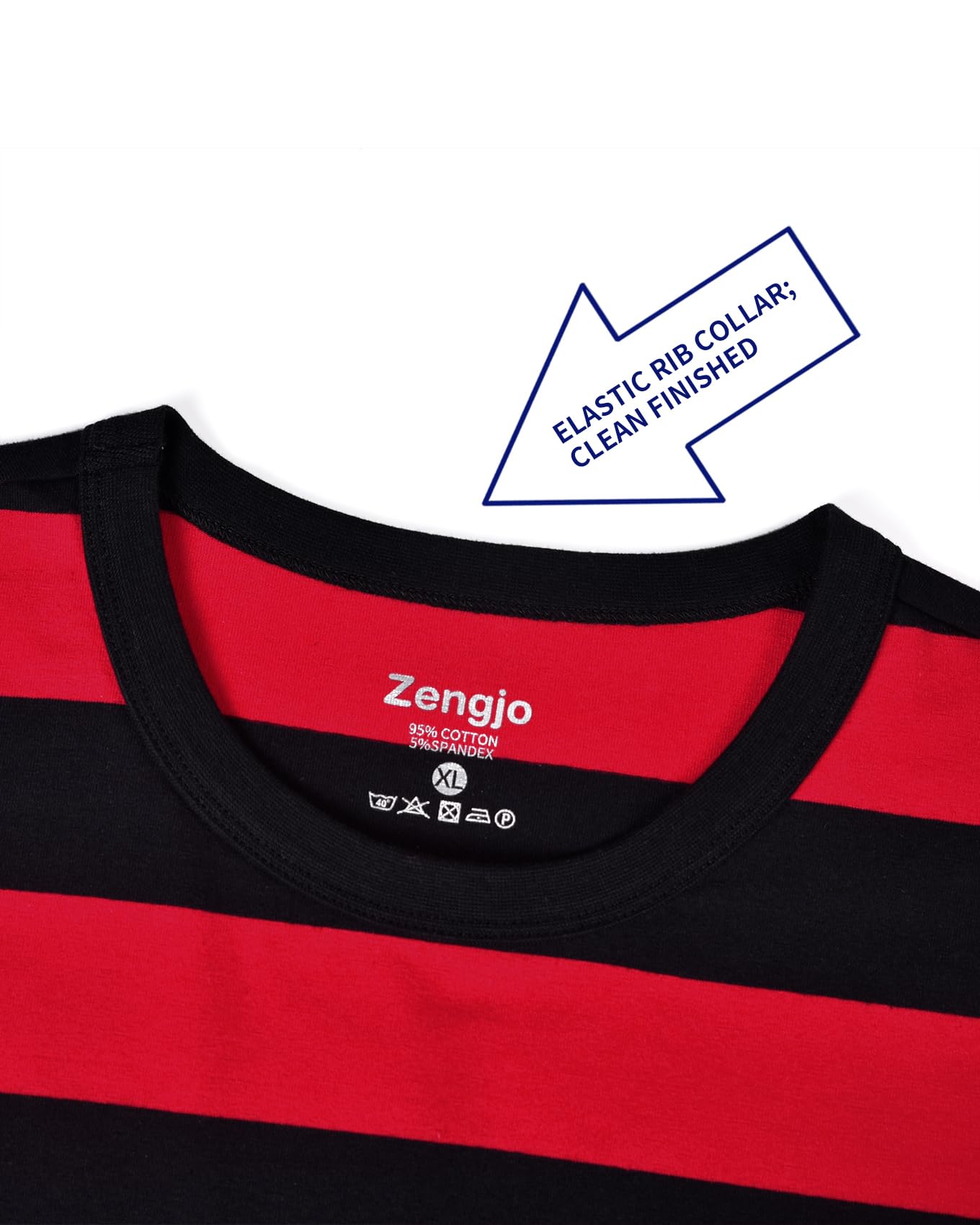 Zengjo Striped Shirt Long Sleeve(Red and Black,XXL)