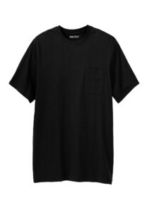 kingsize men's big & tall shrink-less lightweight longer-length crewneck pocket t-shirt - 5xl, black