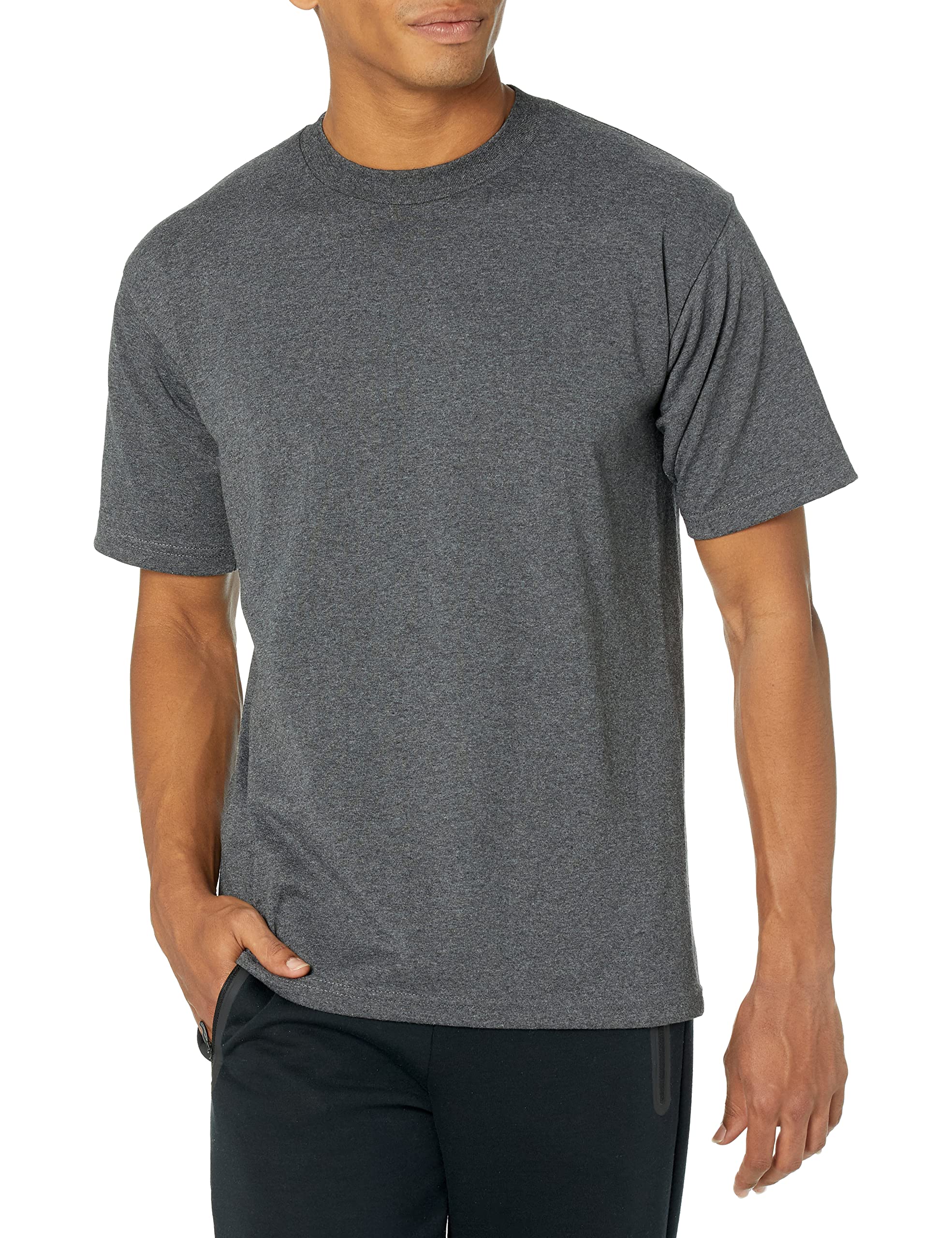 Pro Club Men's Heavyweight Cotton Short Sleeve Crew Neck T-Shirt, Charcoal, XL-Tall