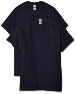 gildan adult ultra cotton t-shirt with pocket, style g2300, 2-pack, navy, 3x-large