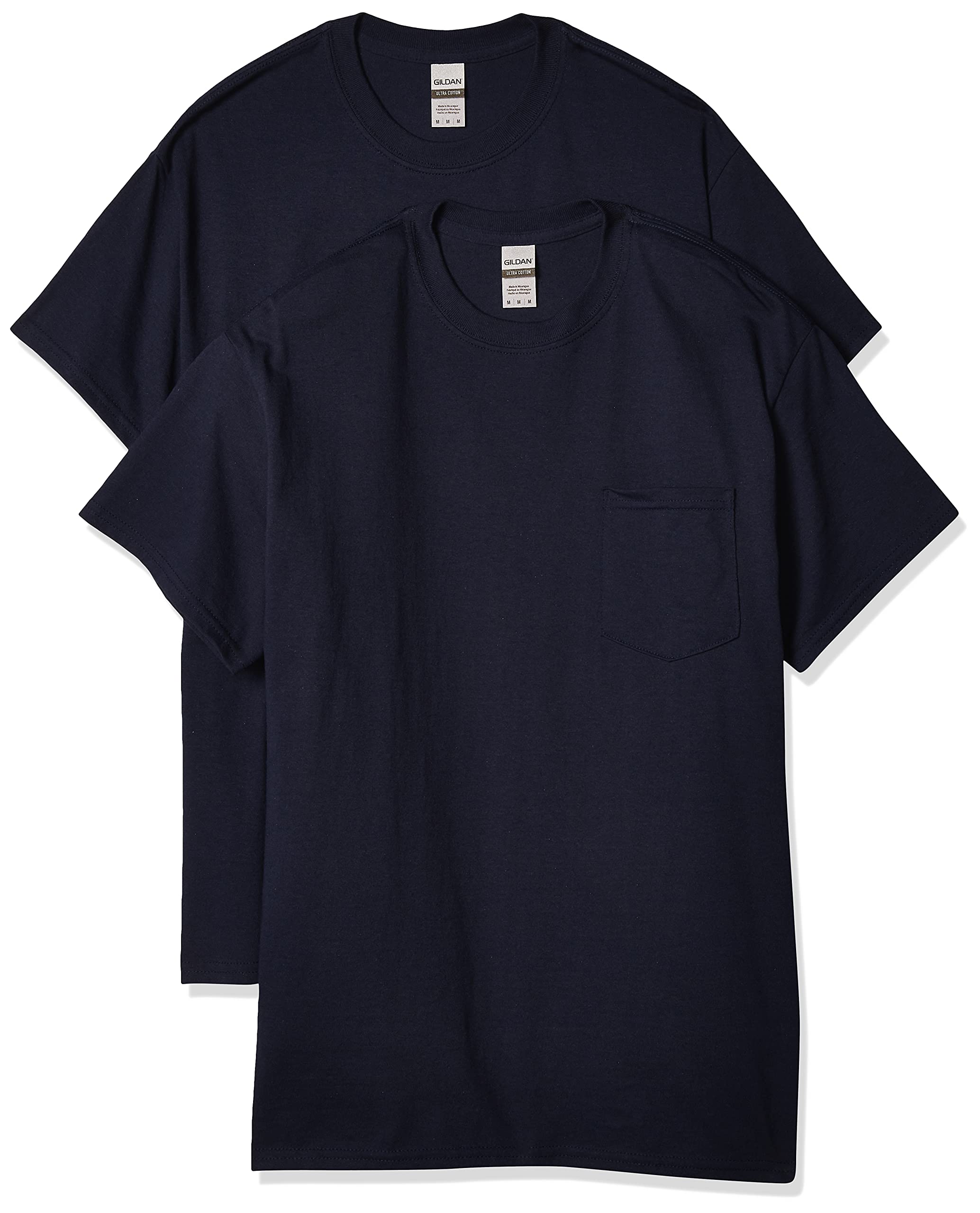 Gildan Adult Ultra Cotton T-Shirt with Pocket, Style G2300, 2-Pack, Navy, 3X-Large