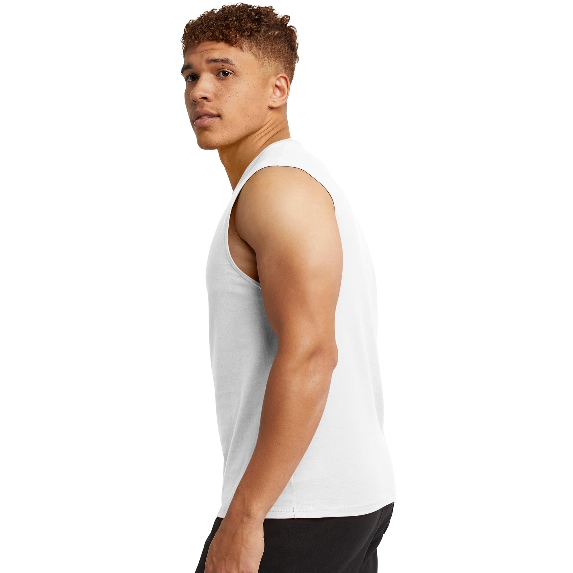 Hanes Originals Cotton T-Shirt, Muscle Tank for Men, Lightweight Sleeveless Tee, White