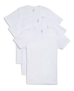 2(x)ist mens essential cotton v-neck t-shirt 3-pack base layer top, white natural, large us