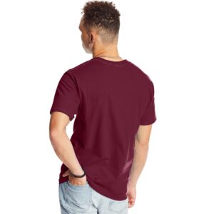 Hanes Men's Standard BeefyT T-Shirt, Heavyweight Cotton Crewneck Tee, 1 or 2 Pack, Available in Tall Sizes, MAROON-1 Pack