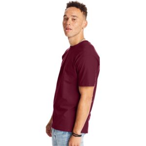 Hanes Men's Standard BeefyT T-Shirt, Heavyweight Cotton Crewneck Tee, 1 or 2 Pack, Available in Tall Sizes, MAROON-1 Pack