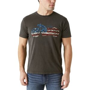 lucky brand men's short sleeve flag bike graphic tee, jet black