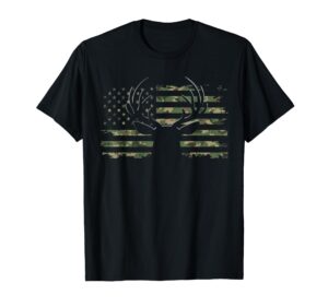 american flag camouflage outdoor antlers deer t-shirt