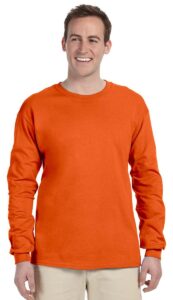 fruit of the loom adult 5 oz. long-sleeve t-shirt, burnt orange, xl