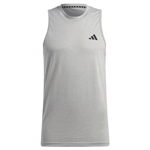 adidas Men's Training Essentials Feel Ready Logo Sleeveless T-Shirt, Medium Grey Heather/White/Black, X-Large