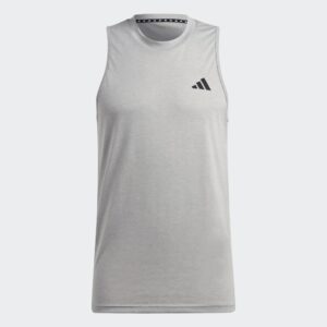 adidas Men's Training Essentials Feel Ready Logo Sleeveless T-Shirt, Medium Grey Heather/White/Black, X-Large