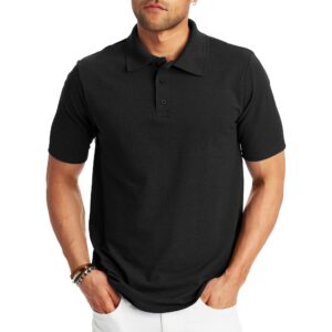 hanes men's short sleeve x-temp w/ freshiq polo, black, xx-large