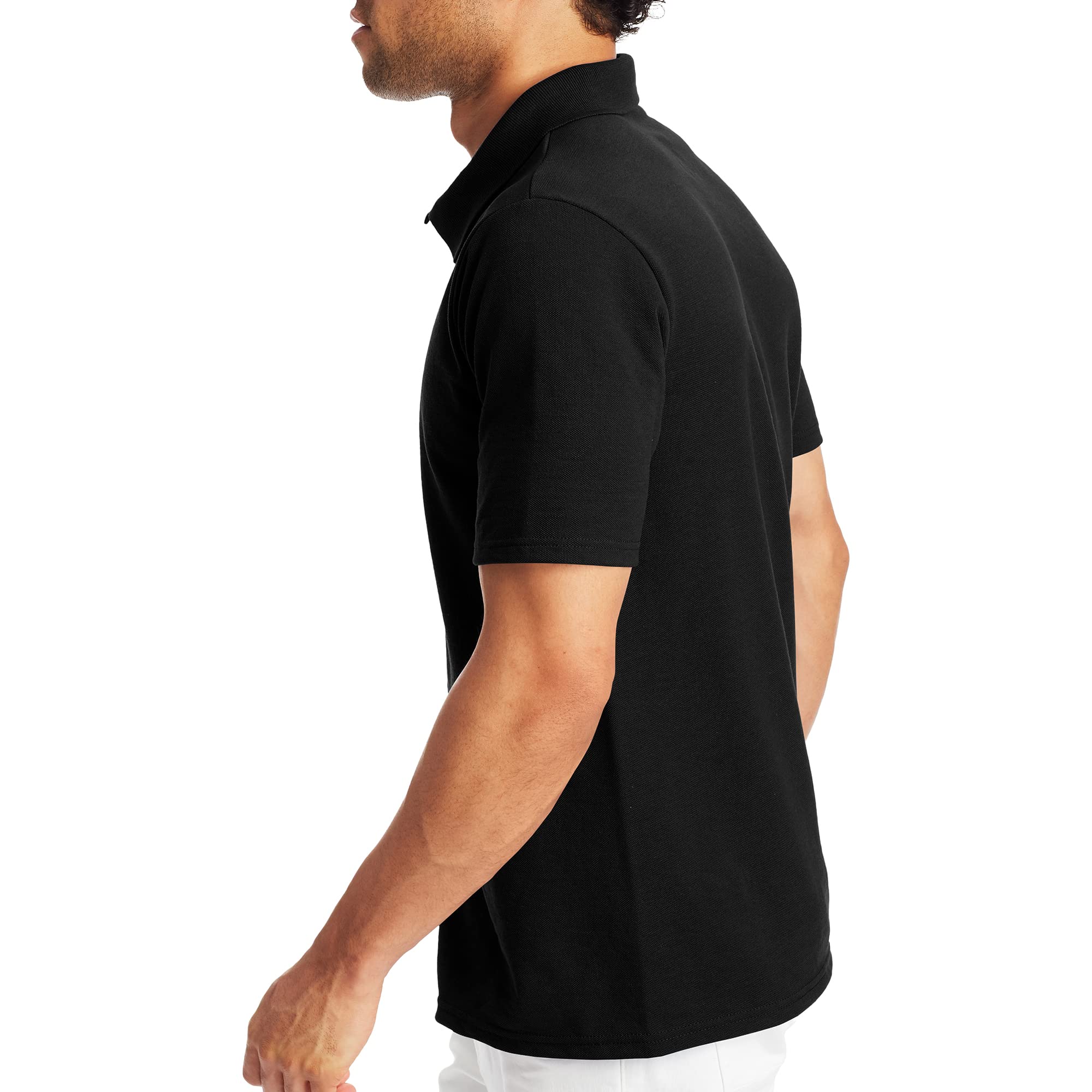 Hanes Men's Short Sleeve X-Temp W/ FreshIQ Polo, Black, XX-Large