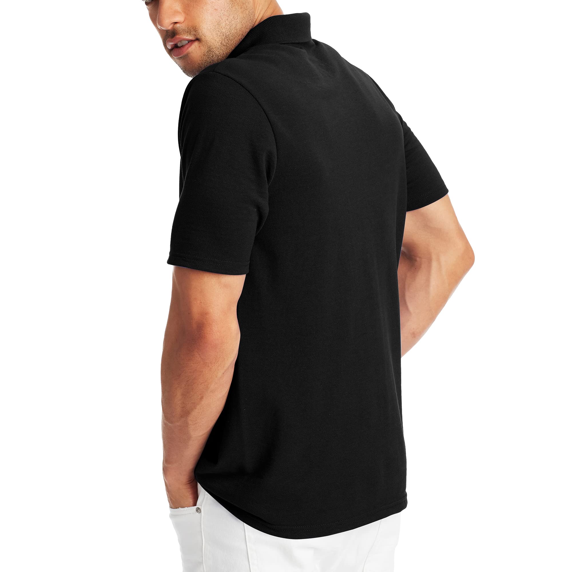 Hanes Men's Short Sleeve X-Temp W/ FreshIQ Polo, Black, XX-Large