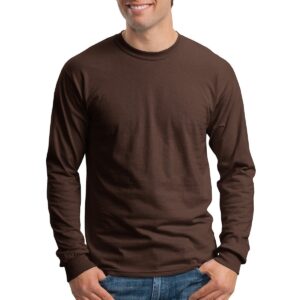 Gildan 100% Cotton Long-Sleeve T-shirt (G2400) Tee X-Large Dark Chocolate