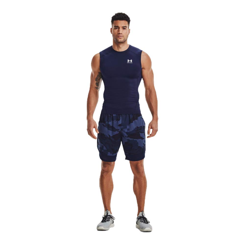 Under Armour Men's Armour HeatGear Compression Sleeveless T-Shirt , Midnight Navy (410)/White, Medium