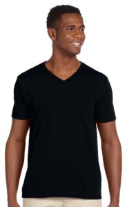 gildan men's softstyle preshrunk v-neck t-shirt, black, xxx-large