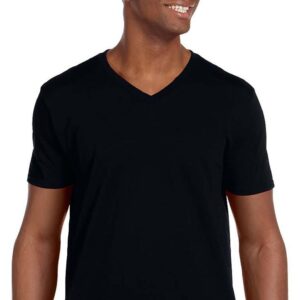 Gildan Men's Softstyle Preshrunk V-Neck T-Shirt, Black, XXX-Large