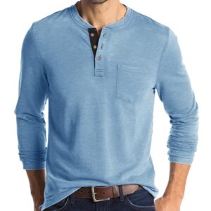 olidarua mens fashion long sleeve henley shirts casual button t shirts with pocket