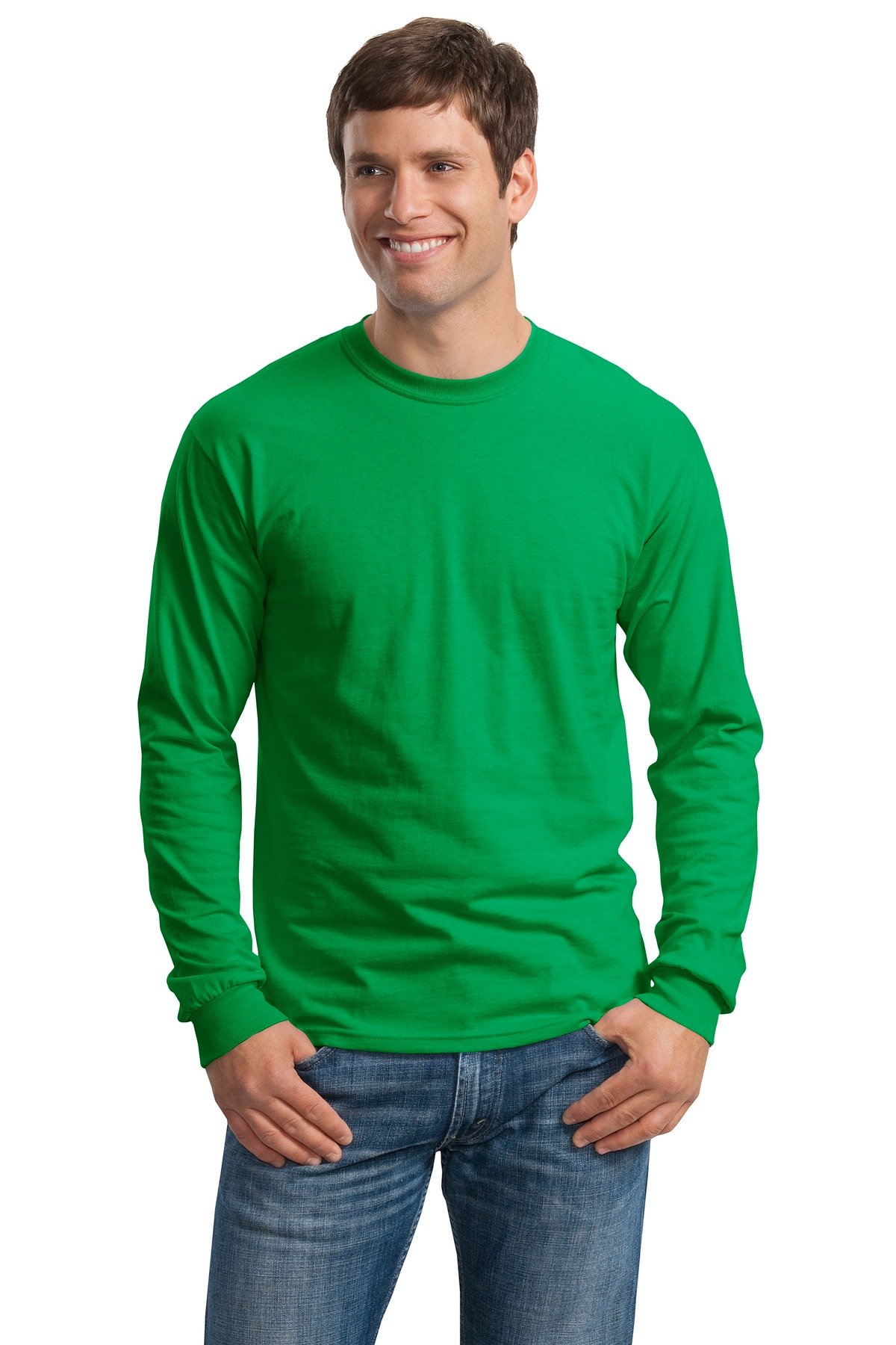 Gildan Ultra Cotton 6 Oz. Long-Sleeve T-Shirt (G240)- Irish Green,Large