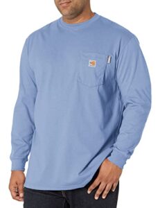 carhartt men's flame resistant force cotton long sleeve t-shirt,medium blue,x-large