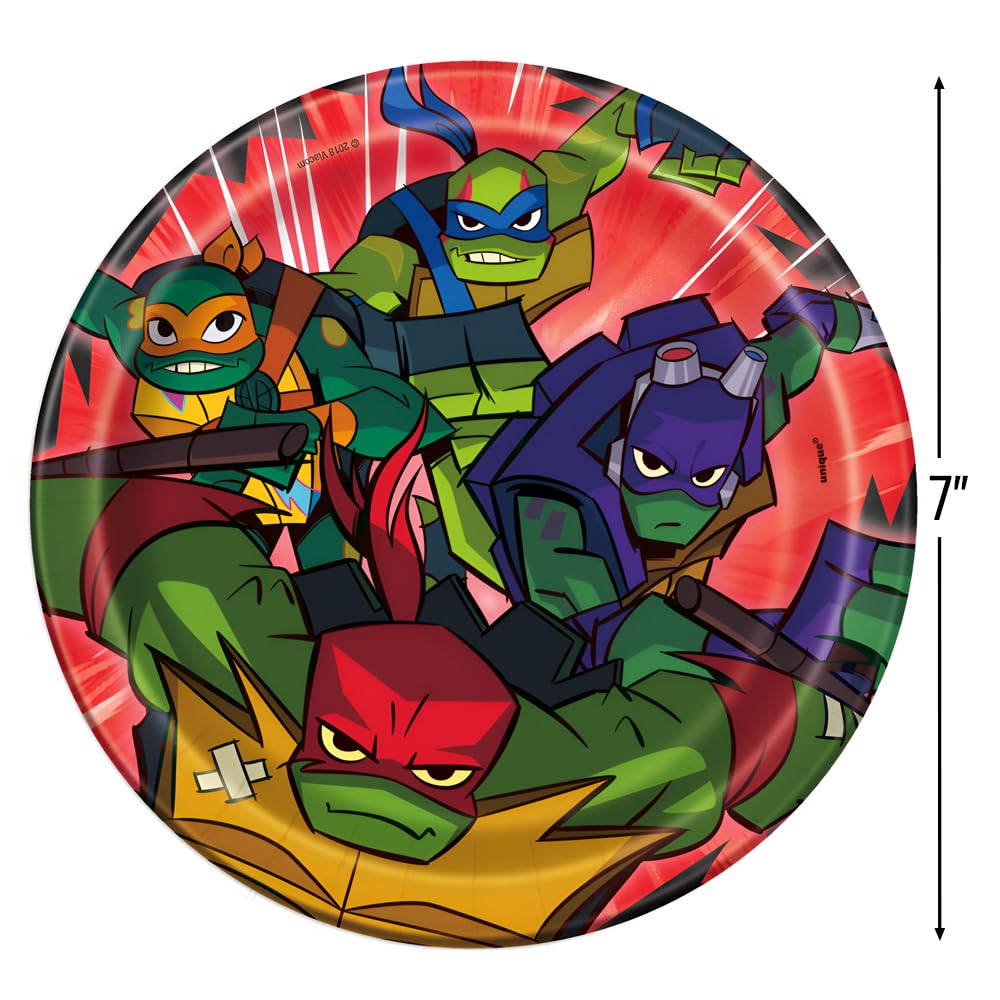 Unique Round Dessert Paper Plates - 7" | Teenage Mutant Ninja Turtles | 8 Pcs