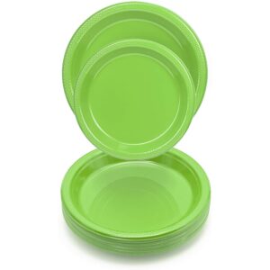 Exquisite 9 Inch. Dinner Plates Lime Green Plastic Plates Disposable, 50 Count Plate Set, Disposable Plates For Party, Heavy Duty Plastic Plates Disposable, Plastic Plates For Party, Party Plates