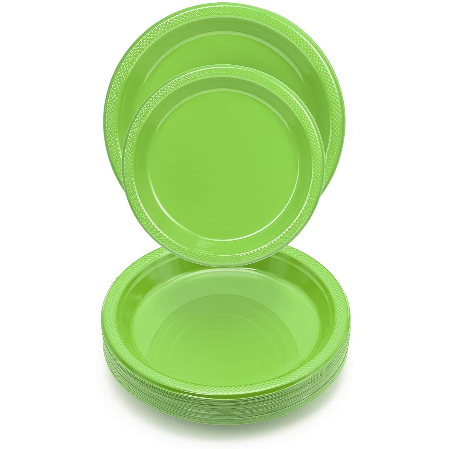 Exquisite 9 Inch. Dinner Plates Lime Green Plastic Plates Disposable, 50 Count Plate Set, Disposable Plates For Party, Heavy Duty Plastic Plates Disposable, Plastic Plates For Party, Party Plates