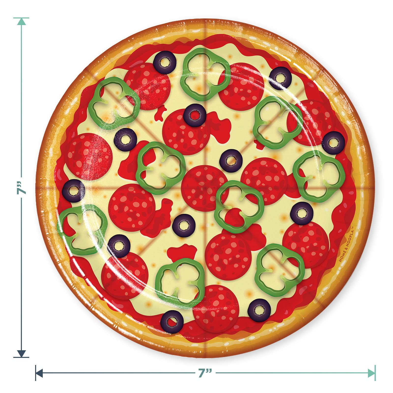 Pizza Party Round Paper Dessert Cake Plates and Beverage Napkins (Serves 16) - Pizza Party Celebration Theme Paper Tableware