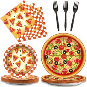 pizza party supplies tableware set for 24 guests pizza birthday party paper plates napkins decorations for kids boys girls baby shower