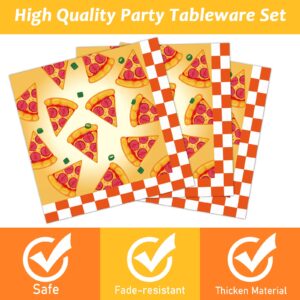 Pizza Party Supplies Tableware Set for 24 Guests Pizza Birthday Party Paper Plates Napkins Decorations for Kids Boys Girls Baby Shower