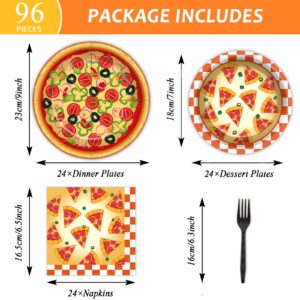 Pizza Party Supplies Tableware Set for 24 Guests Pizza Birthday Party Paper Plates Napkins Decorations for Kids Boys Girls Baby Shower