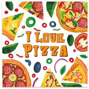 CC HOME Pizza Party Themed Party Supplies Pack Pizza Party Decorations Party Pack- Serves 16 - Includes Pizza Party Plates Cups Napkins