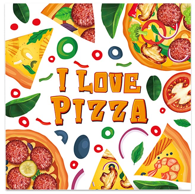 CC HOME Pizza Party Themed Party Supplies Pack Pizza Party Decorations Party Pack- Serves 16 - Includes Pizza Party Plates Cups Napkins