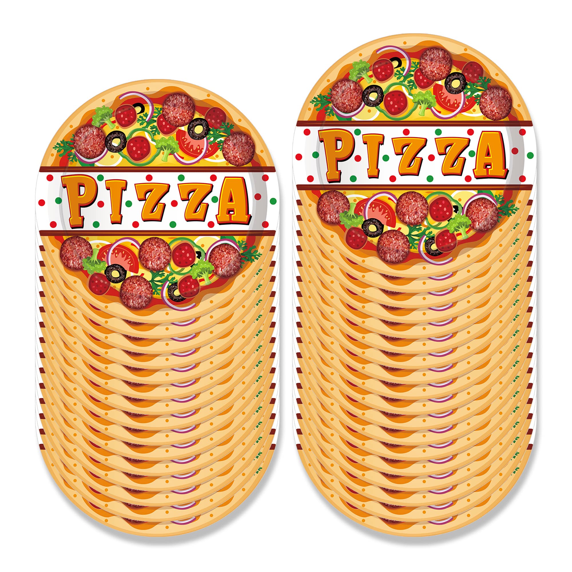 CC HOME Pizza Party Themed Party Supplies Pack Pizza Party Decorations Party Pack- Serves 16 - Includes Pizza Party Plates Cups Napkins